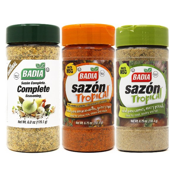 Badia Complete Seasoning, Sazón Tropical & Sazón Tropical with Coriand ...